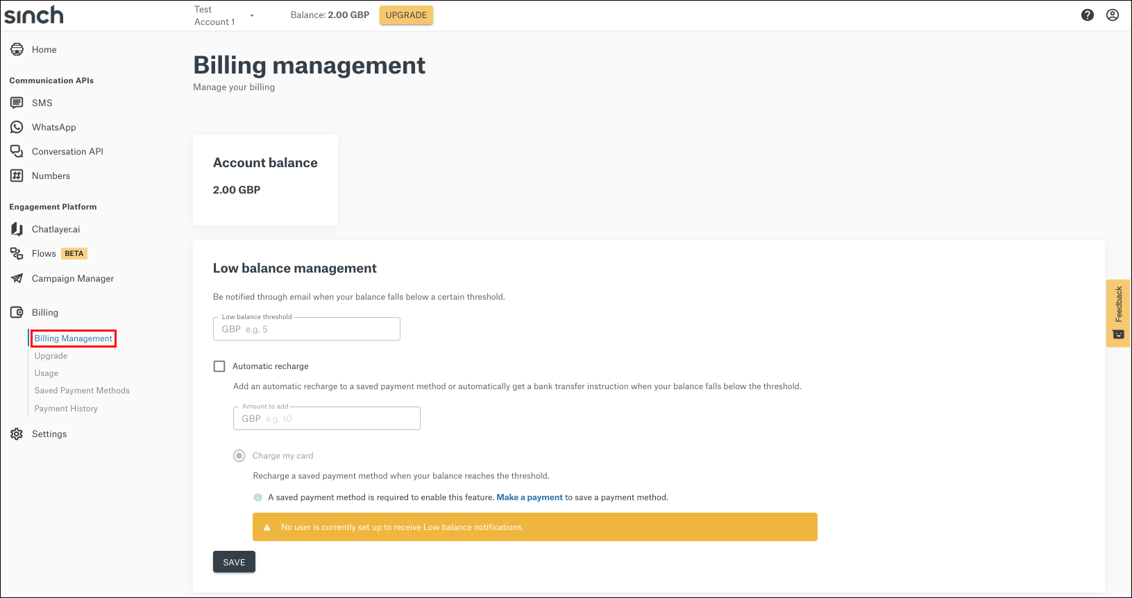How do I enable Automatic Recharge on my account? - Sinch Community - 7215
