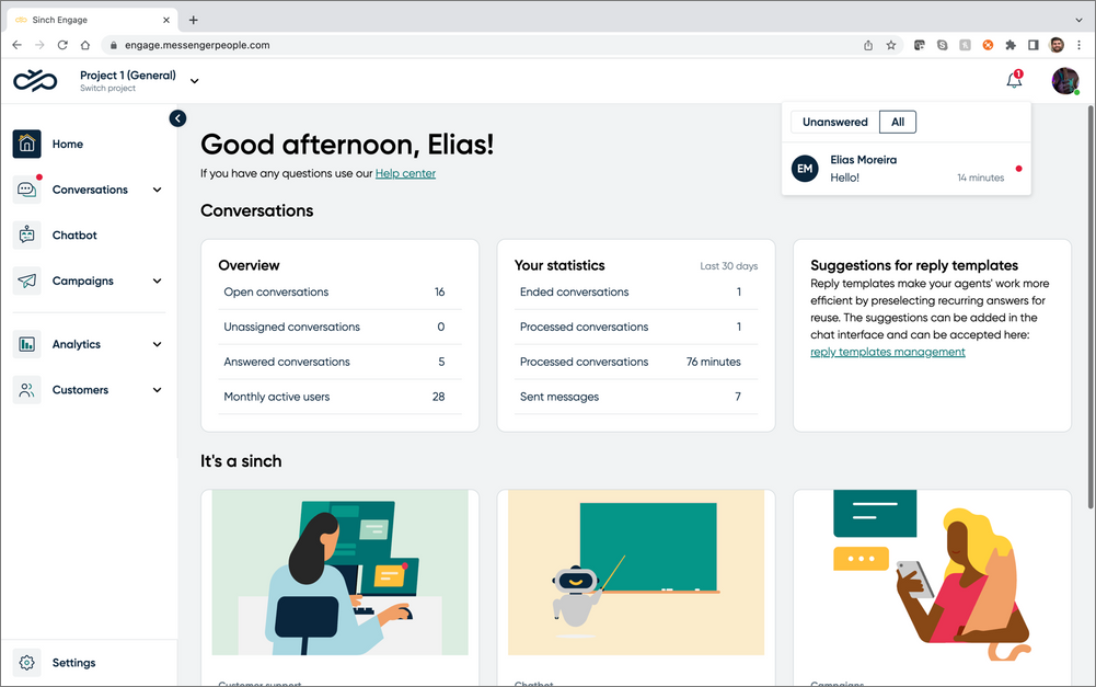 Engage user interface overview - Sinch Community - 9749