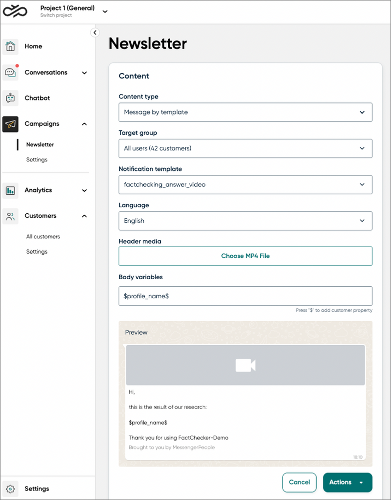 Create a newsletter based on a message template - Sinch Community - 10643
