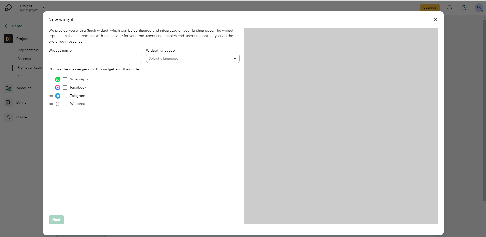 Create a widget - Sinch Community - 11193
