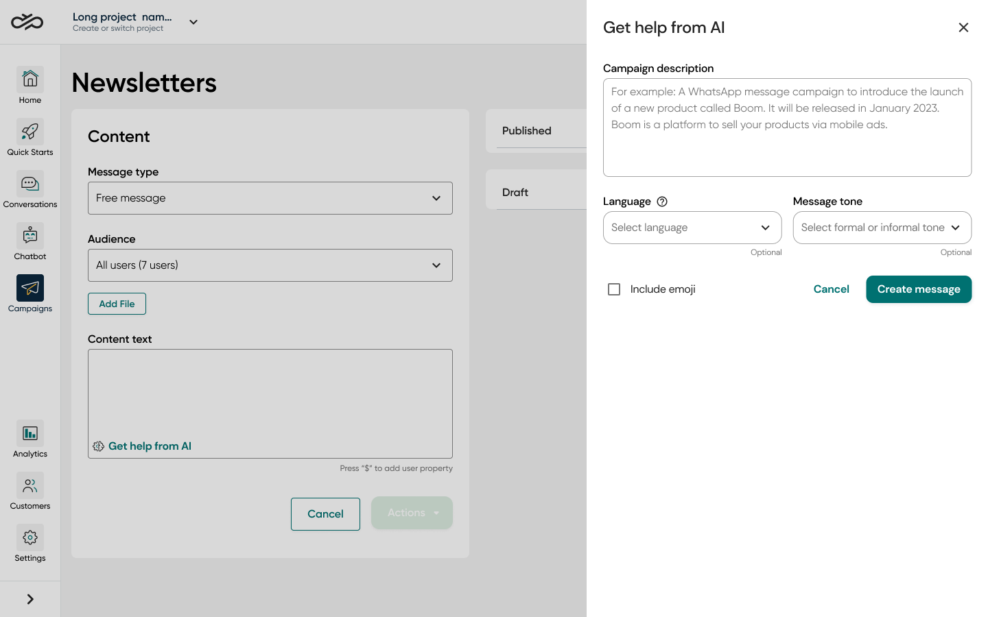 Enable AI features in Sinch Engage - Sinch Community - 11513