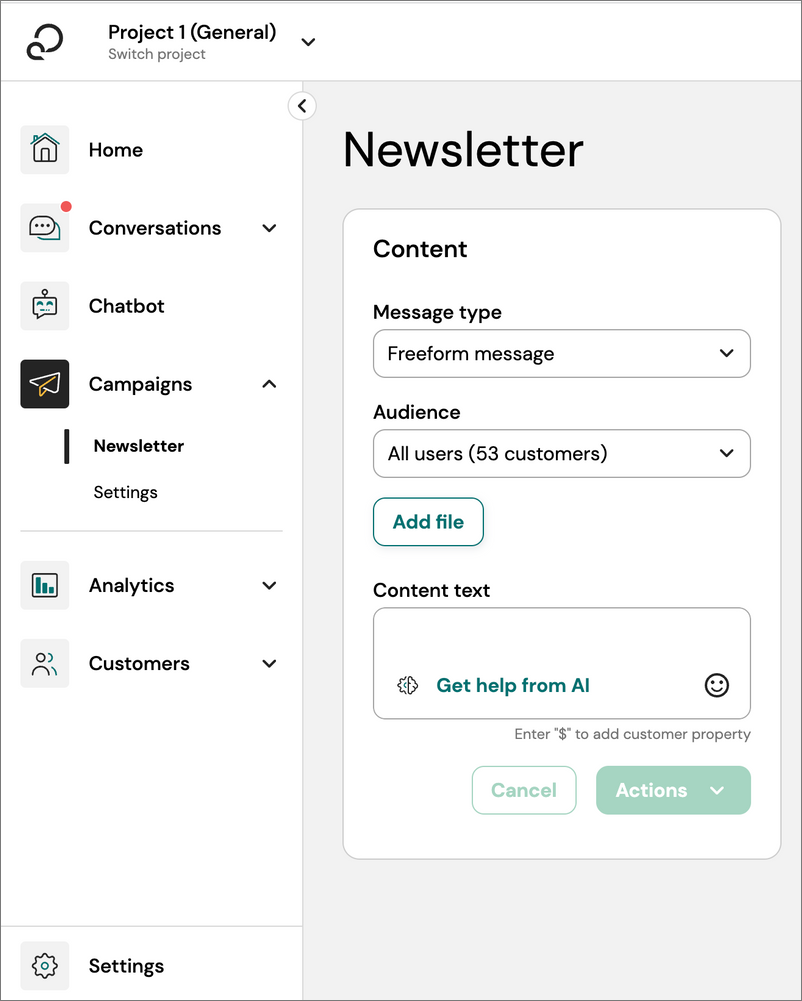 Enable AI features in Sinch Engage - Sinch Community - 11513