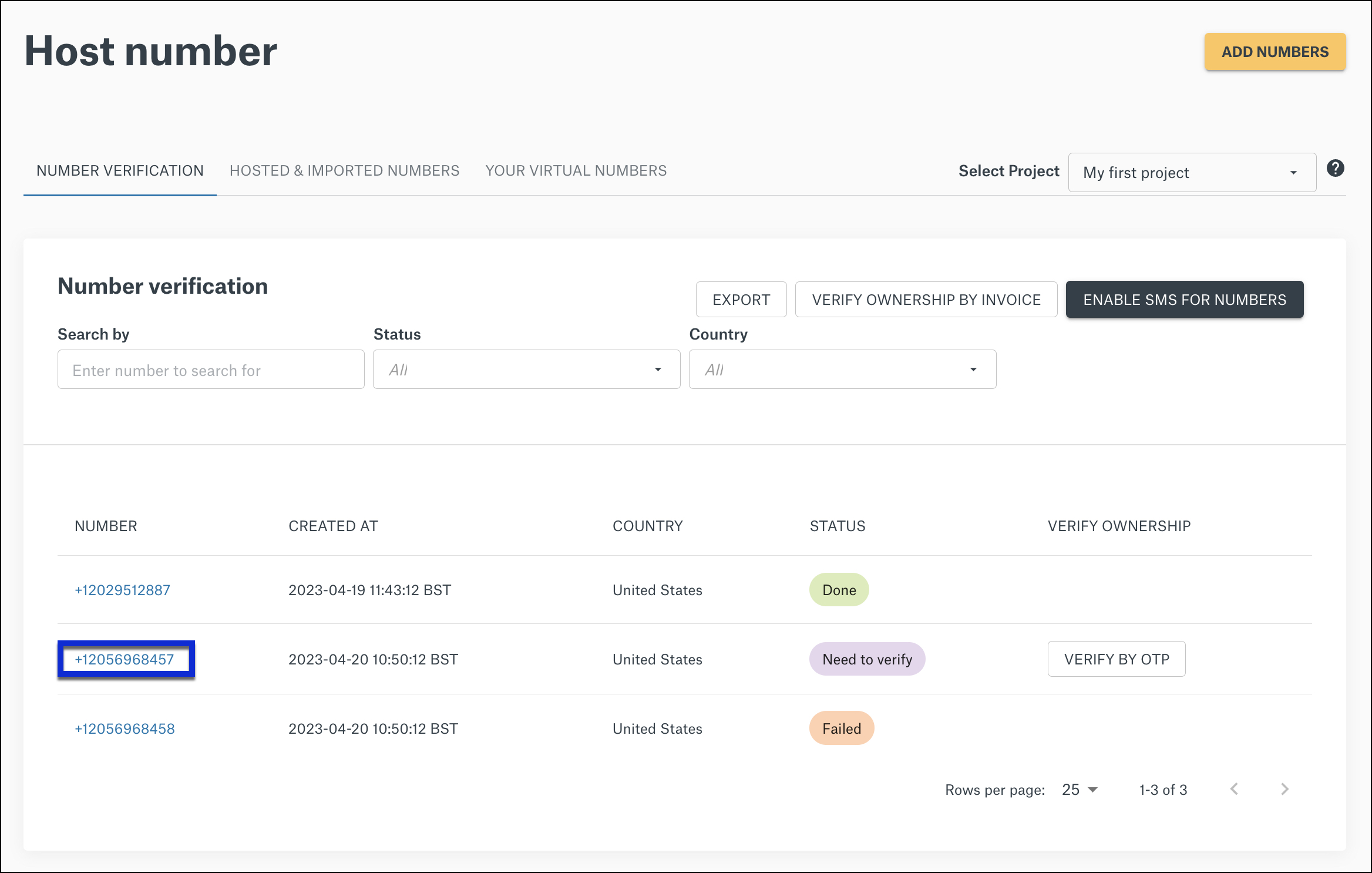 Managing your Hosted Numbers - Sinch Community - 11656