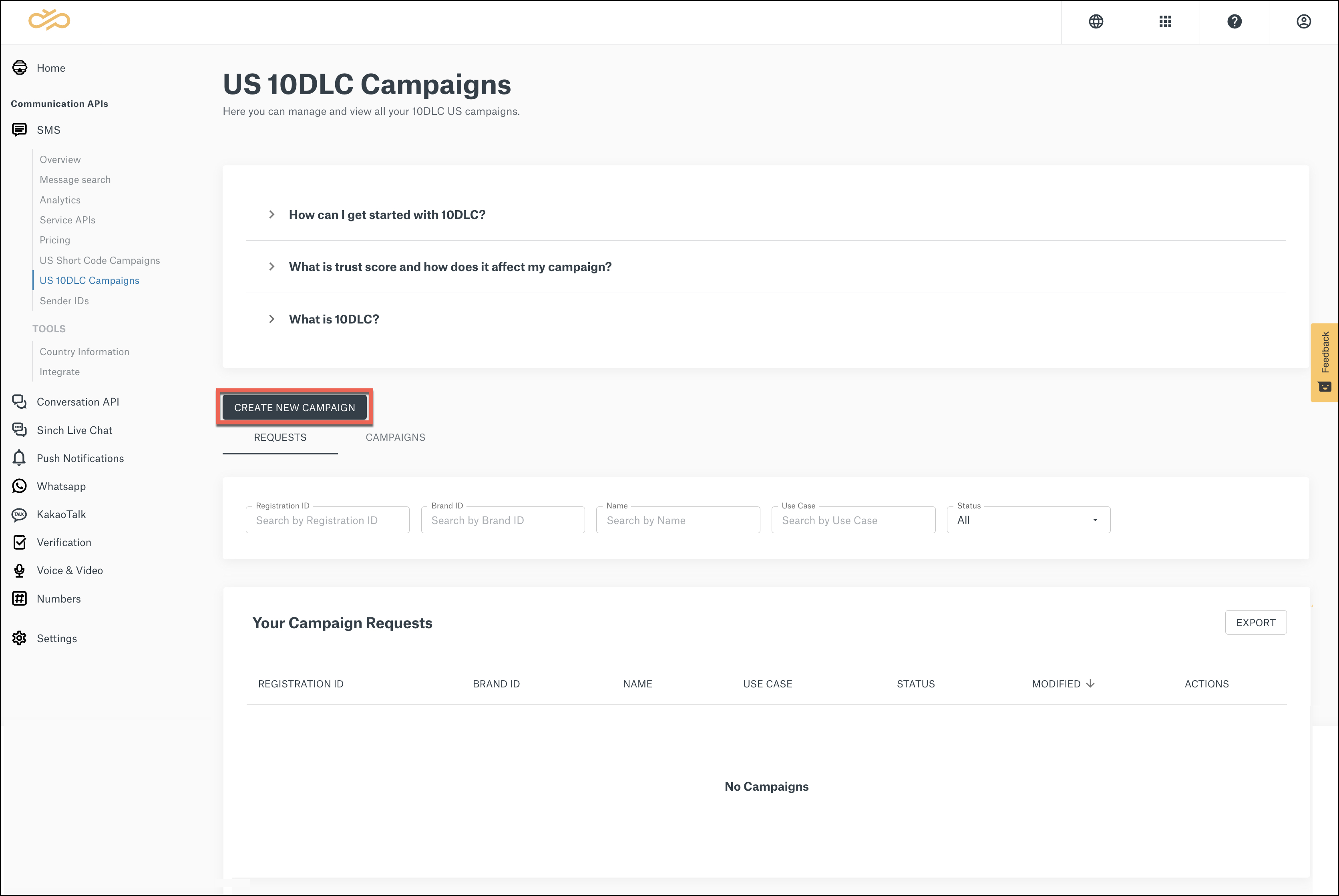 Creating a new US 10DLC Campaign - Sinch Community - 11695