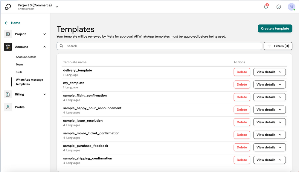 Create a WhatsApp message template - new experience - Sinch Community ...