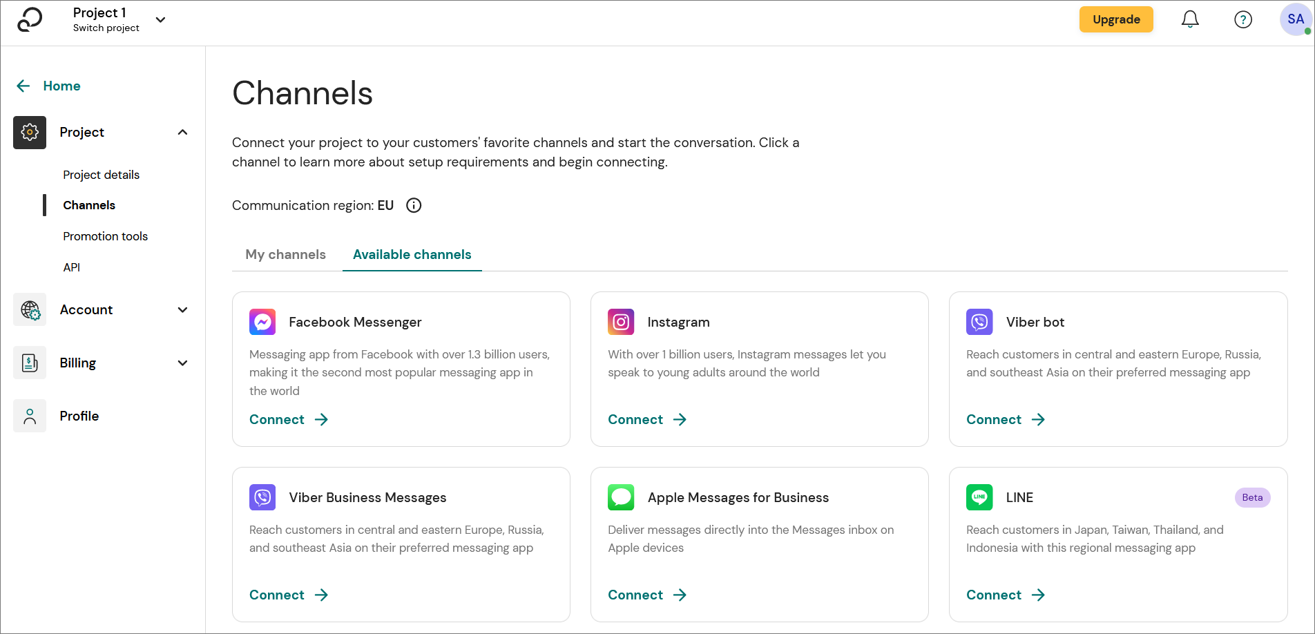 Channels page - Sinch Community - 12312