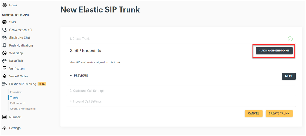 How do I create a SIP trunk? - Sinch Community - 11405