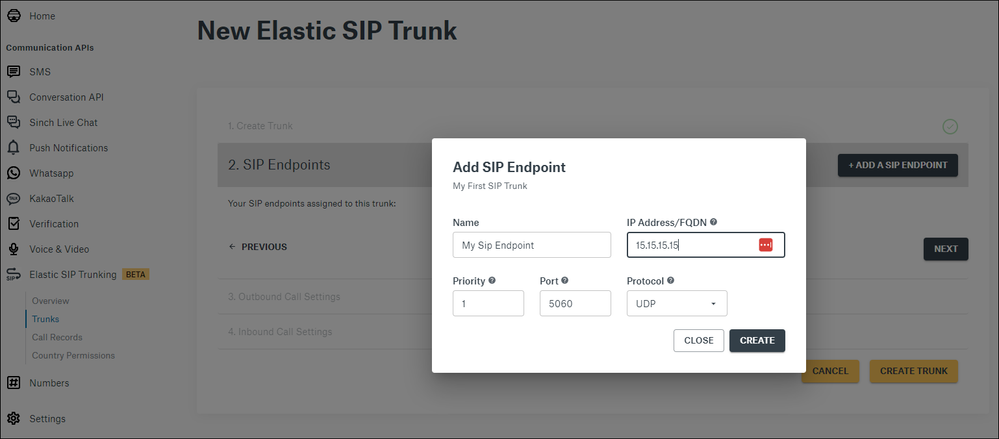 How do I create a SIP trunk? - Sinch Community - 11405