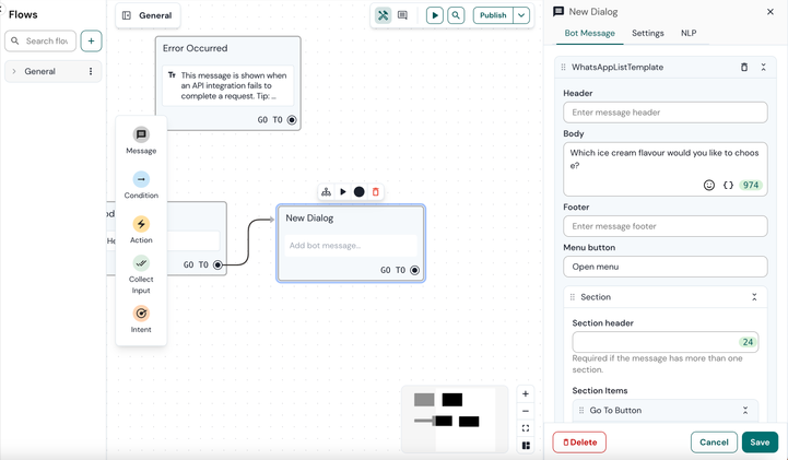 [Neuer Botbuilder] Füge Listnachrichten zum WhatsApp Bot - Sinch Community - 13411