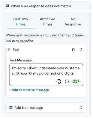 [Neuer Botbuilder] Füge Collect Input zum Flow hinzu - Sinch Community - 13429