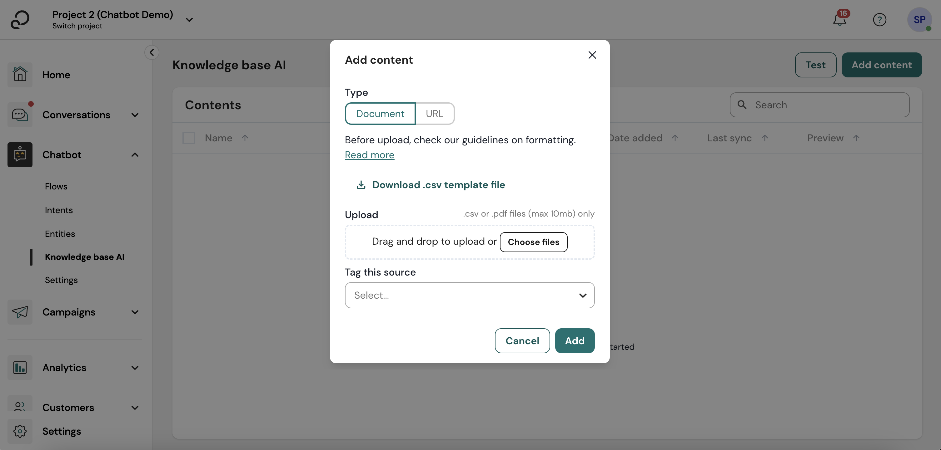 Create your FAQ flow with a generative knowledge base AI - Sinch Community - 13621
