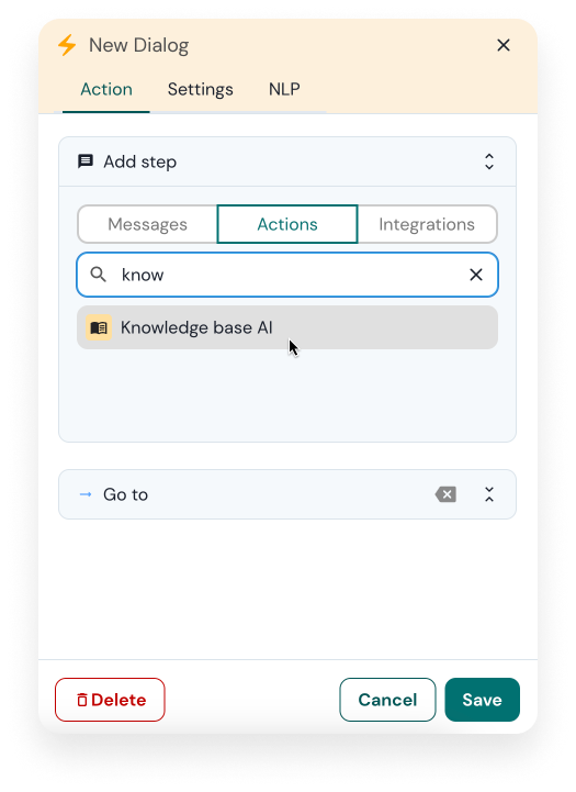 Create your FAQ flow with a generative knowledge base AI - Sinch Community - 13621