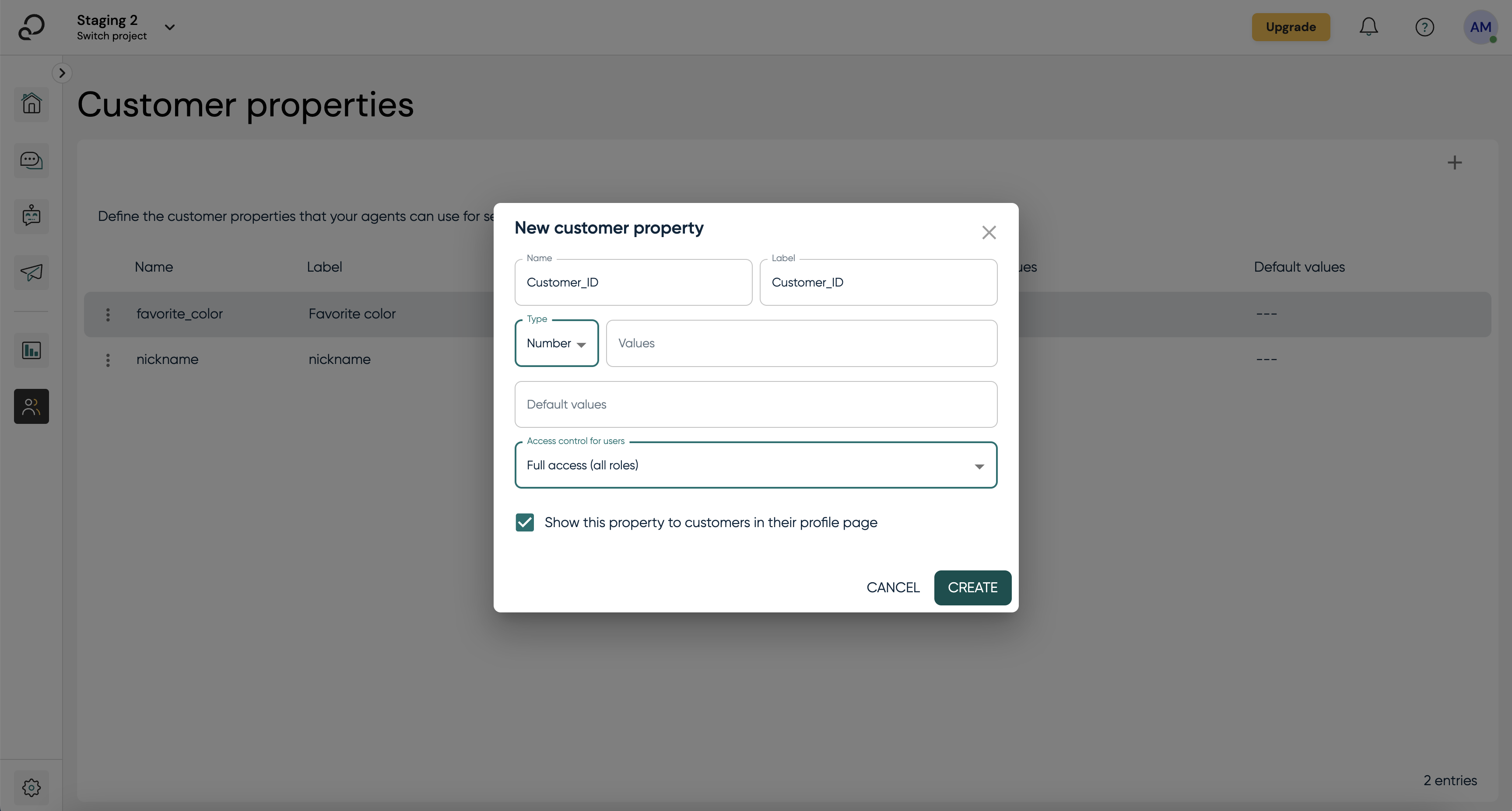 Customer properties - Sinch Community - 13699
