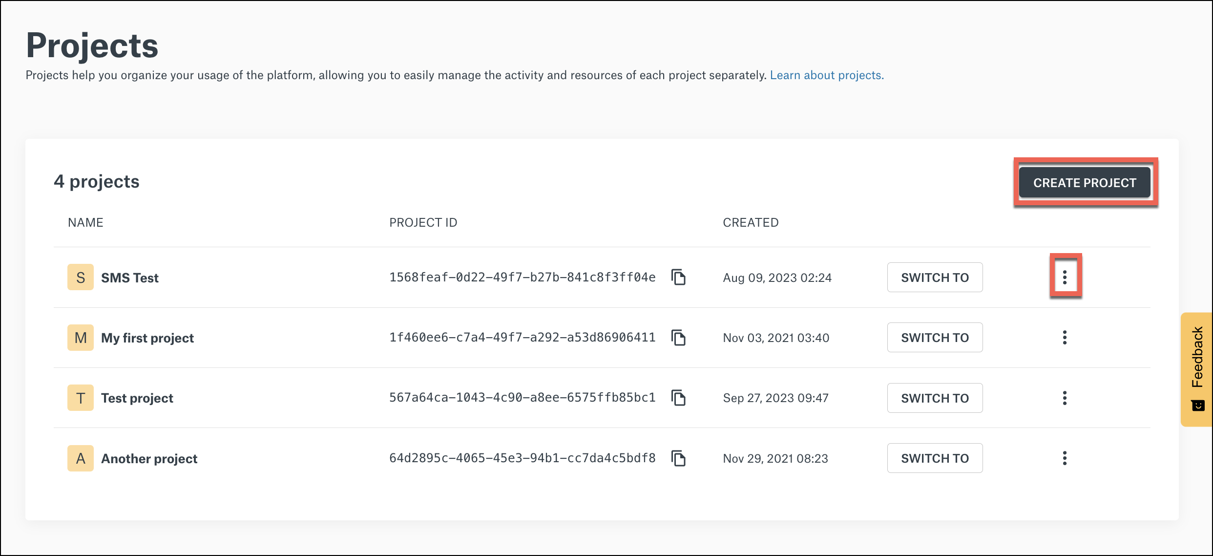 What is a project and how to manage projects? - Sinch Community - 12693