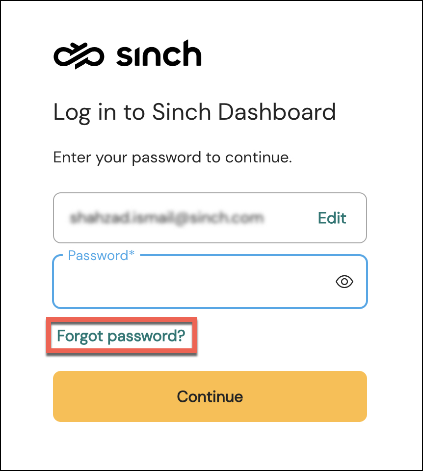 Forgotten your Sinch Dashboard password? - Sinch Community - 12974
