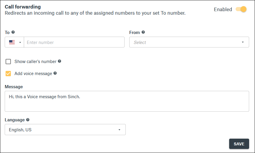 How do I set up call forwarding? - Sinch Community - 16004