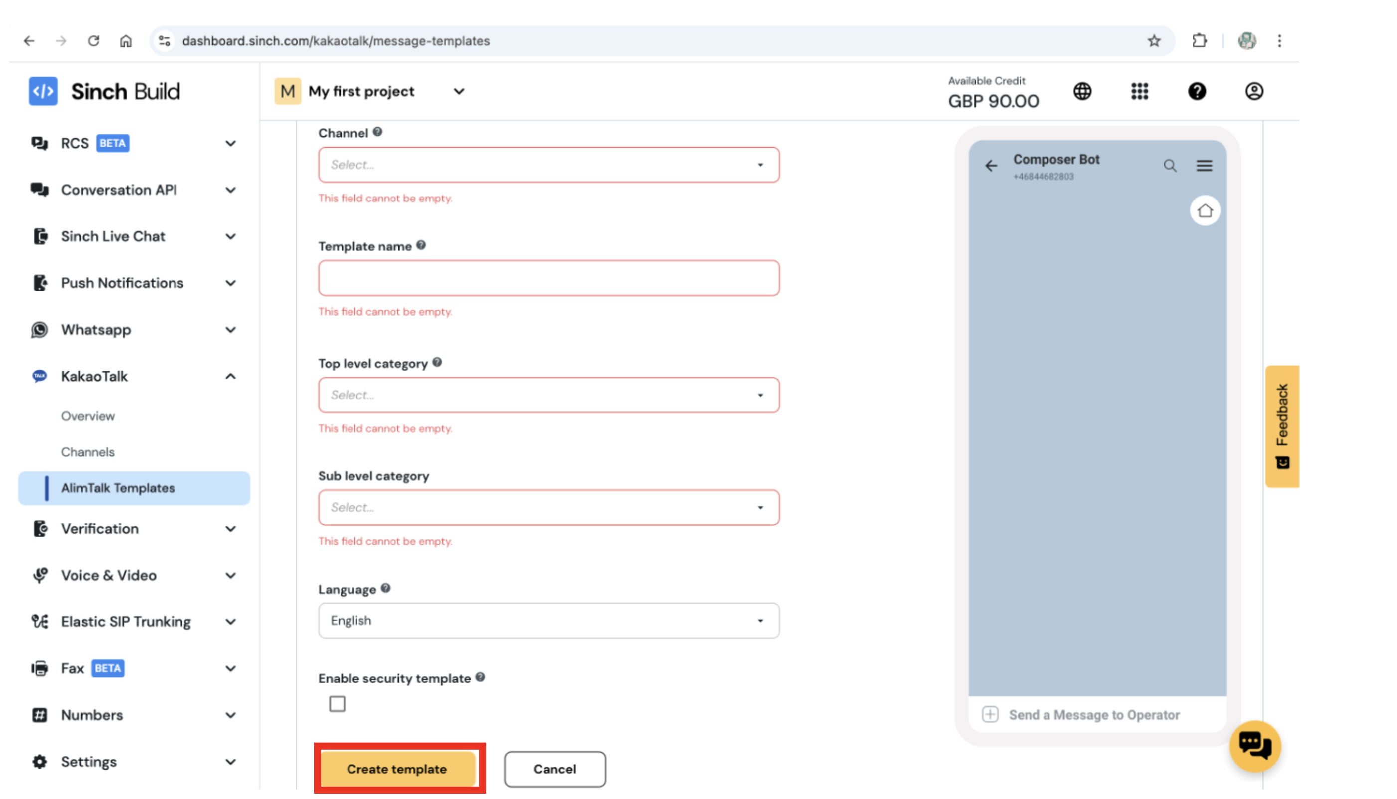 How to create AlimTalk templates on Sinch Dashboard? - Sinch Community ...