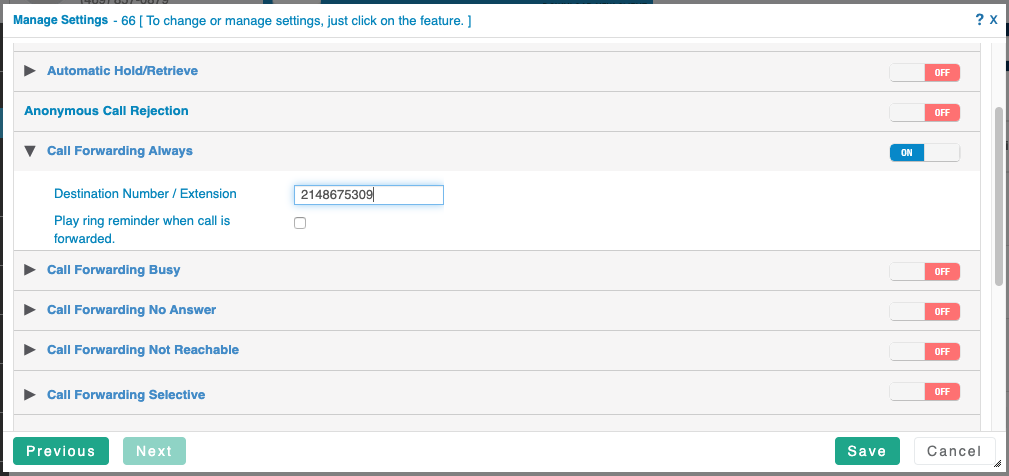 Call Forwarding in the Customer Admin Portal - Sinch Community - 17927