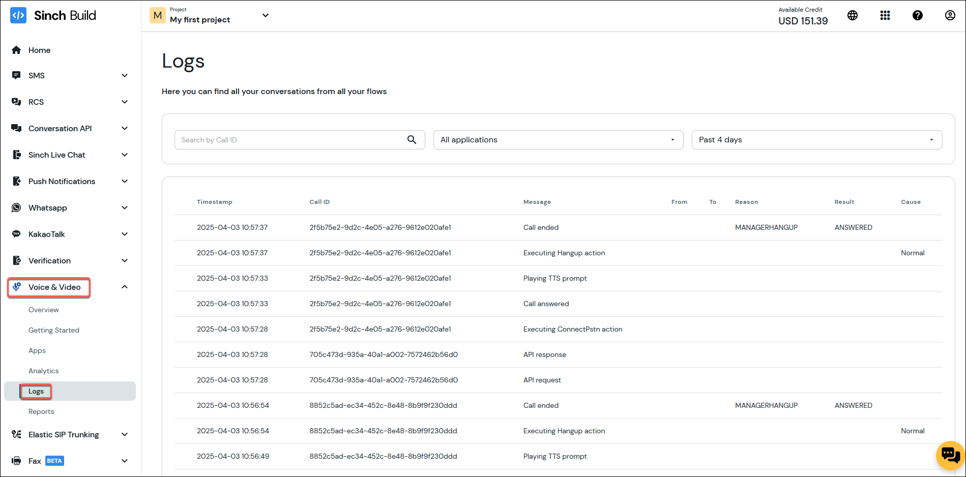 How to access Voice Logs? - Sinch Community - 18089