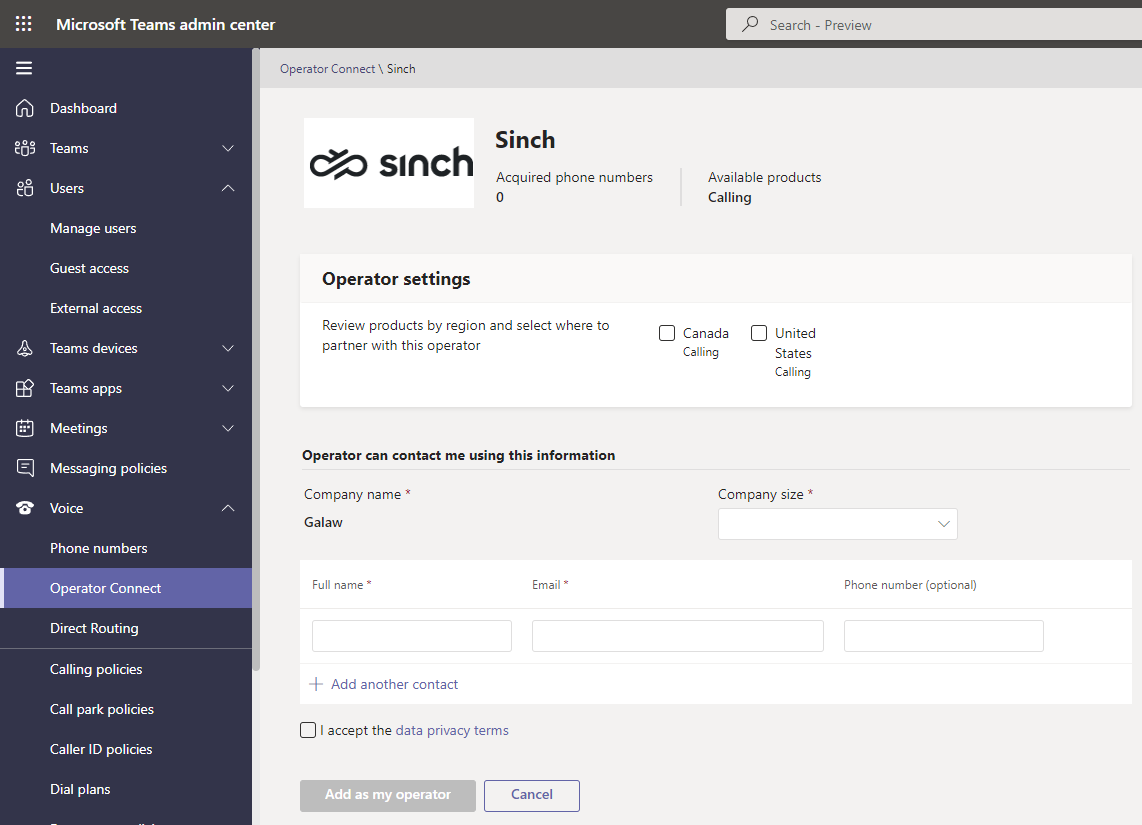 How To Sign Up For Sinch Microsoft Operator Connect Services - Sinch ...