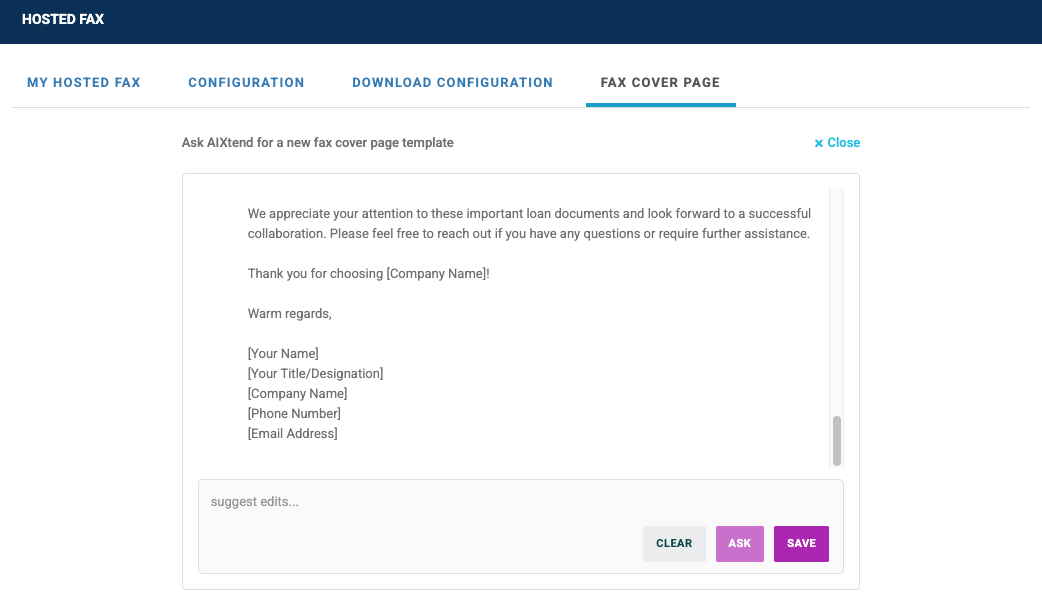 How to create a fax cover page template using AIXtend - Sinch Community ...