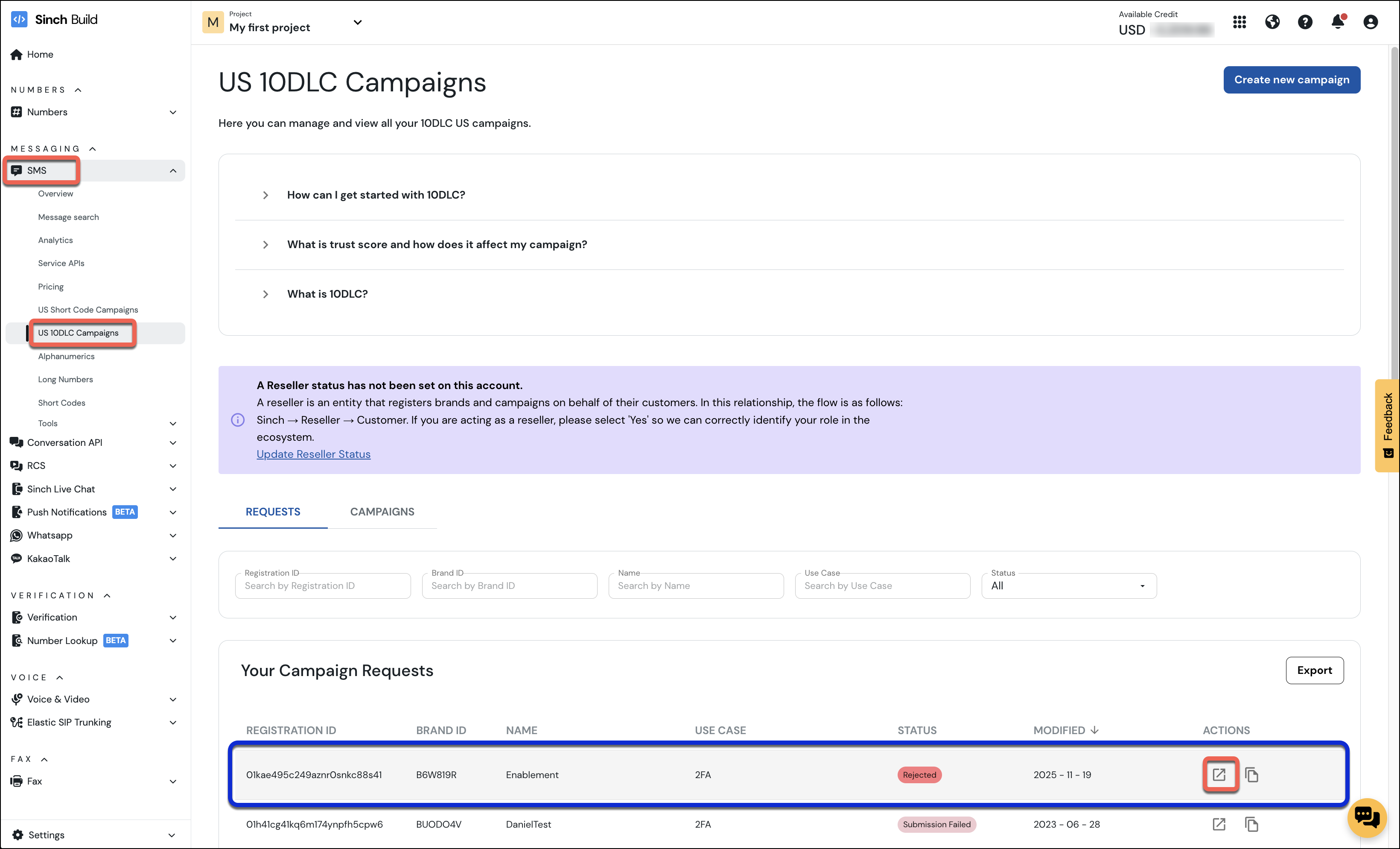 How to Resubmit a Rejected 10DLC Campaign? - Sinch Community - 19030