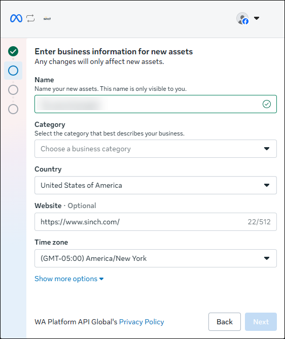 How do I onboard to Sinch's WhatsApp service using the Sinch Build ...