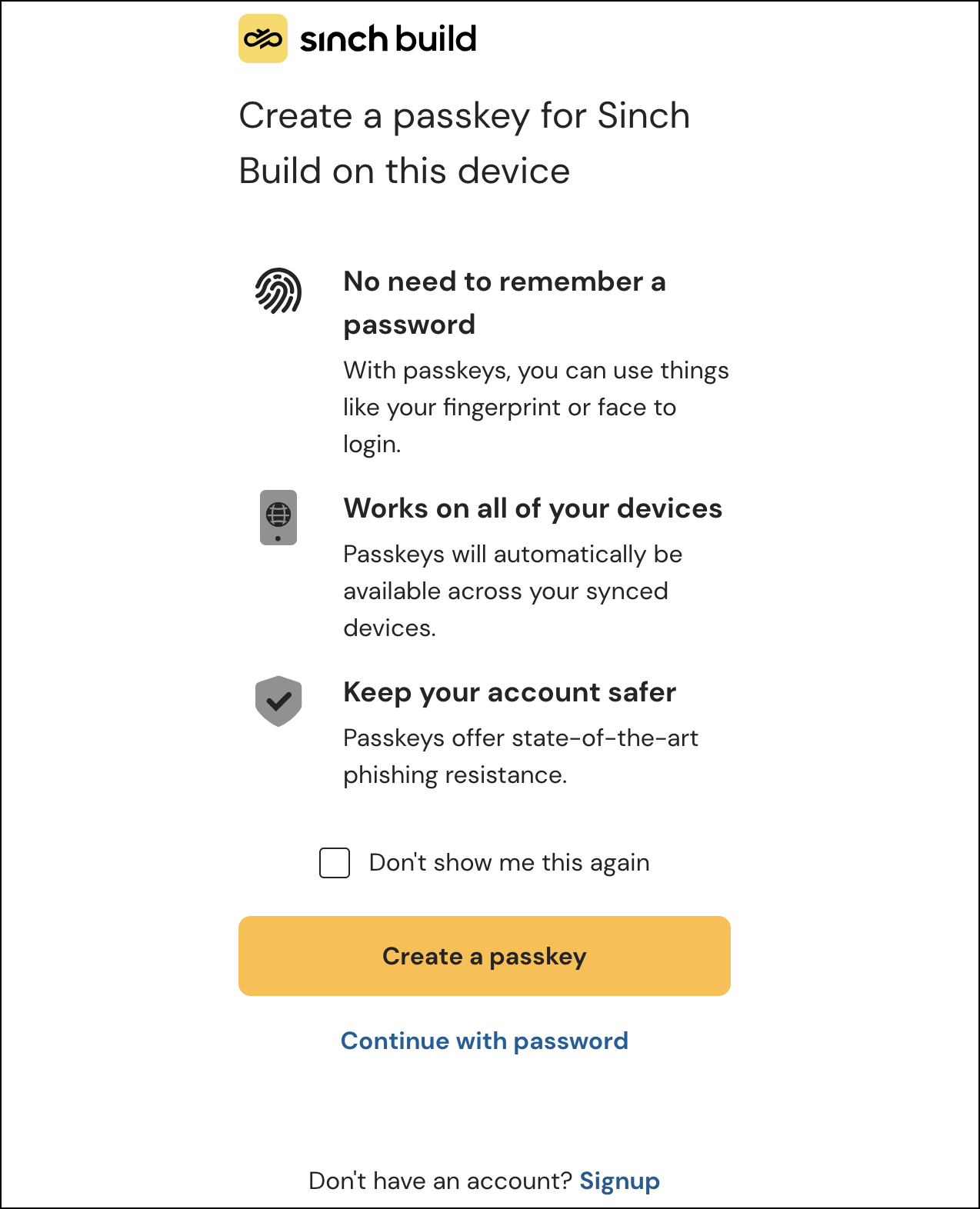 How to enrol a passkey for Sinch ID? - Sinch Community - 19398